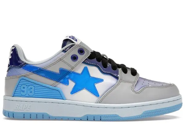 BAPE A Bathing Ape Sk8 Sta White Sneaker - Blue/royal/grey