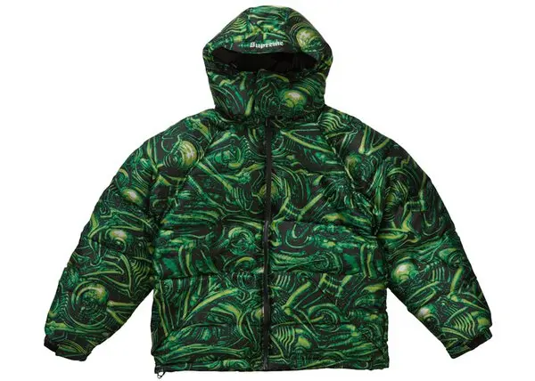 Supreme H.r. Giger Jacquard Down Puffer Jacket - Green