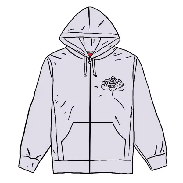 Supreme Hysteric Glamour Zip Up Hooded Sweatshirt - Ash Grey