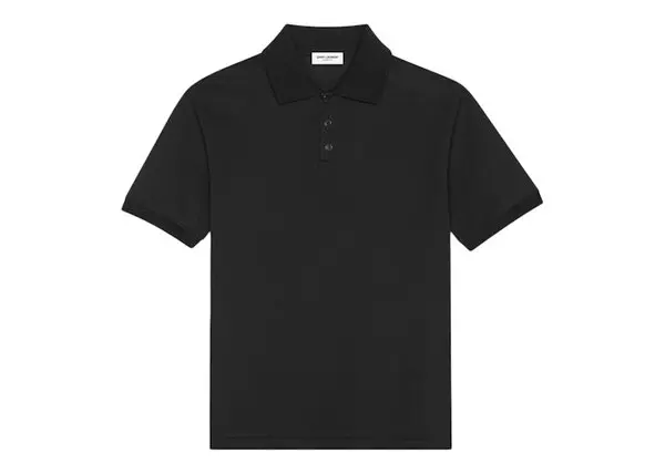 Saint Laurent Cassandre Cotton Pique Polo Shirt - Black