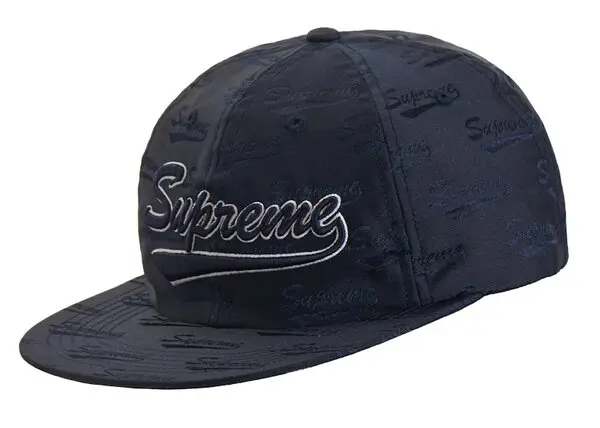 Supreme Jacquard Script 6-panel Cap - Navy Blue