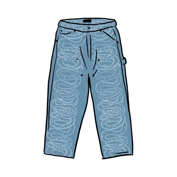 Supreme X Hysteric Glamour Snake Double Knee Denim Painter Pant - Blue