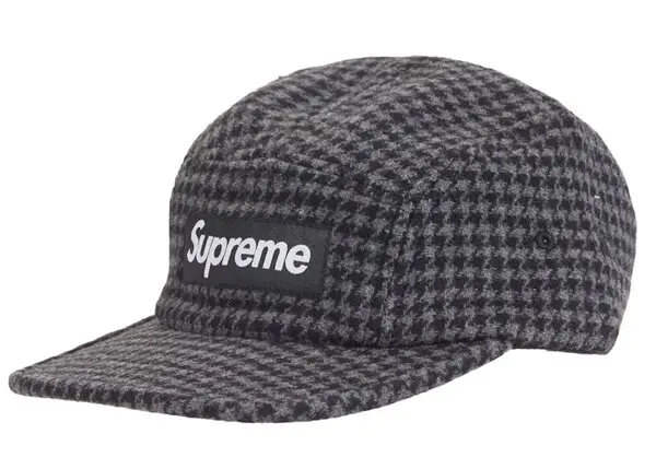 Supreme Houndstooth Wool Camp Cap - Black