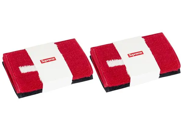 Supreme Imabari Pocket Folding Towels - Black/red