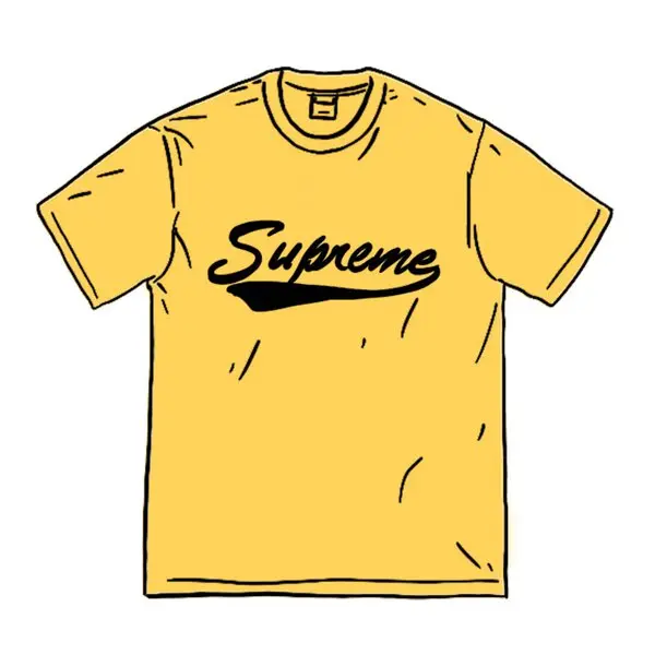 Supreme Intarsia Script Short Sleeve Top - Yellow