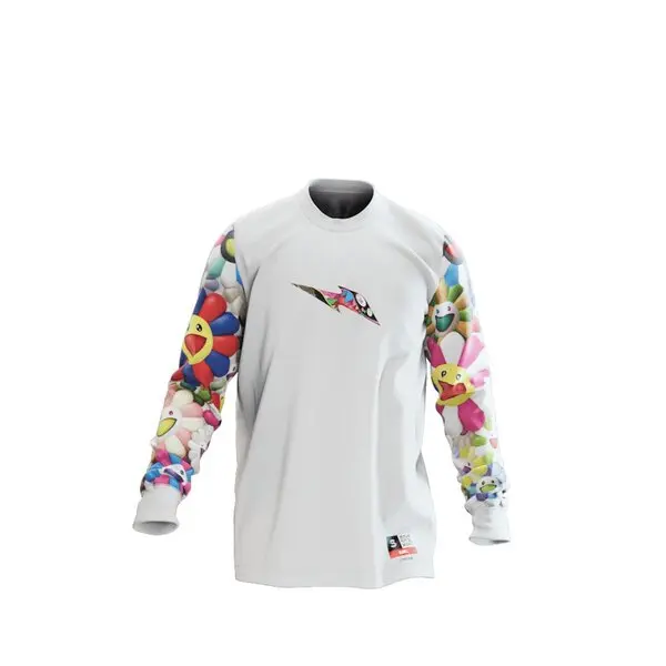 RTFKT Clonex Murakami Drip Long Sleeve Tshirtin - White