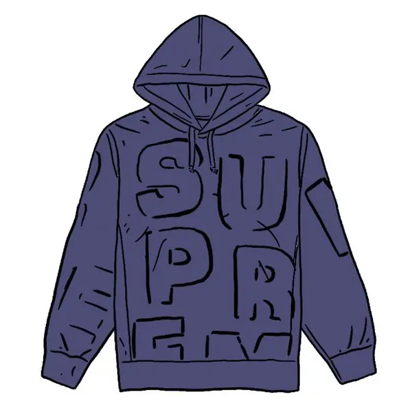 Supreme Cutout Letters Hooded Sweatshirt - Washed Navy Blue