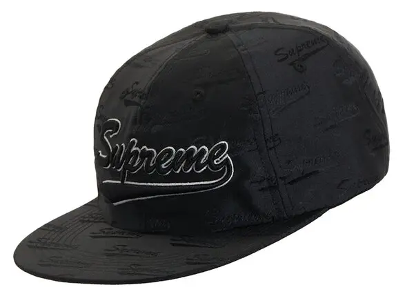 Supreme Jacquard Script 6-panel Cap - Black