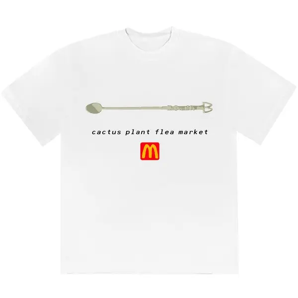 CACTUS PLANT FLEA MARKET X Mcdonald's Coffee Stirrer T-shirt - White