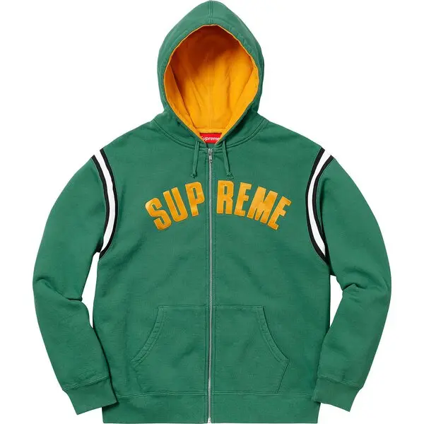 Supreme Jet Sleeve Zip Up Hooded Sweatshirt - Light Pine