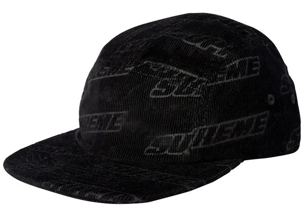 Supreme Debossed Corduroy Camp Cap - Black