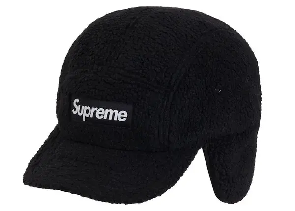 Supreme Deep Pile Earflap Camp Cap - Black