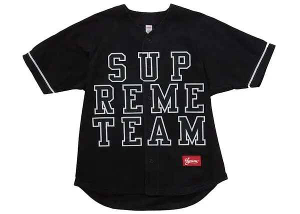 Supreme Denim Baseball Jersey - Black