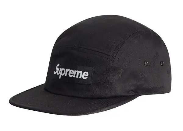 Supreme Jacquard Logos Twill Camp Cap - Black