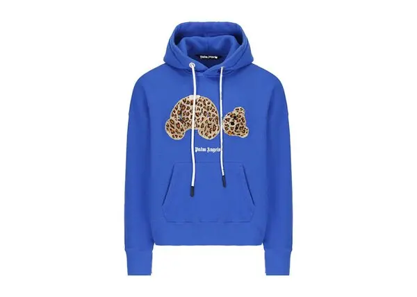 Palm Angels Leopard Kill The Bear Popover Hoodie - Blue/brown