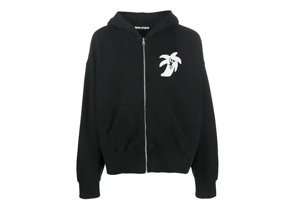 Palm Angels Logo Print Zip-up Hoodie