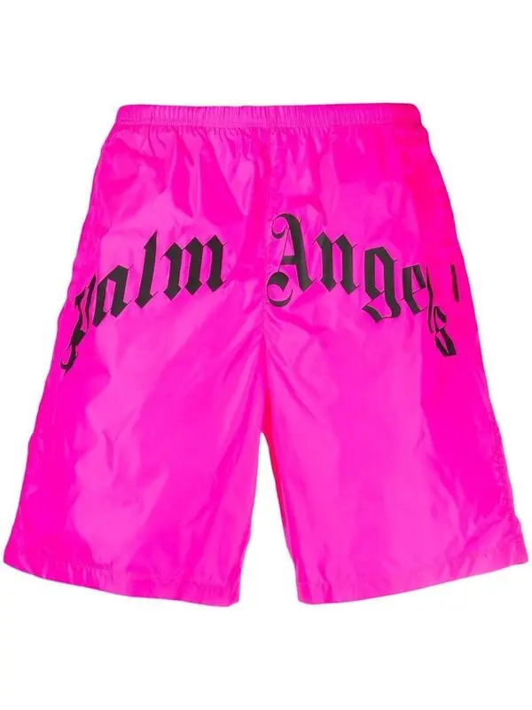 Palm Angels Logo Print Swimming Shorts - Hot Pink