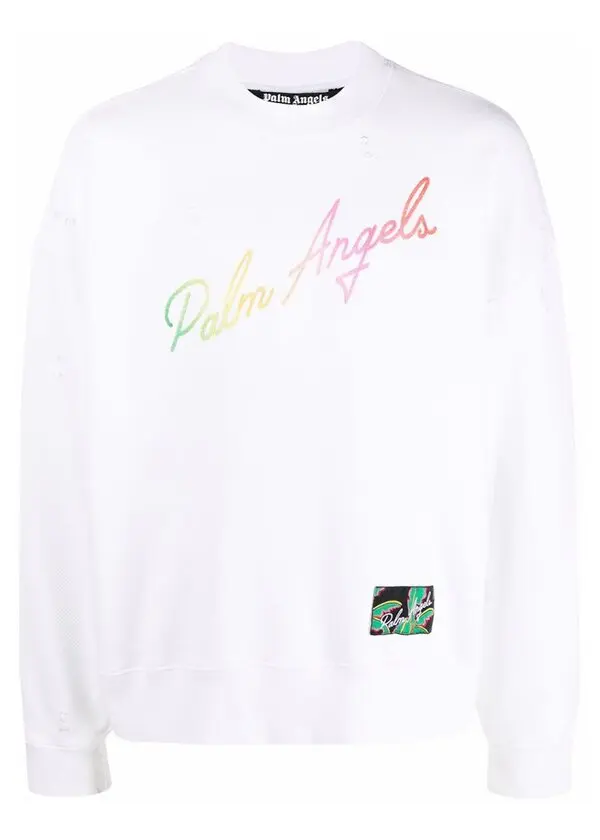 Palm Angels Logo Crewneck Sweatshirt - White