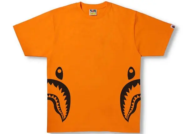 A BATHING APE Bicolor Side Shark Tee Shirt - Orange
