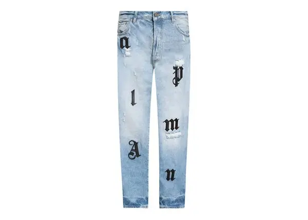 Palm Angels Logo Patches Jeans - Blue