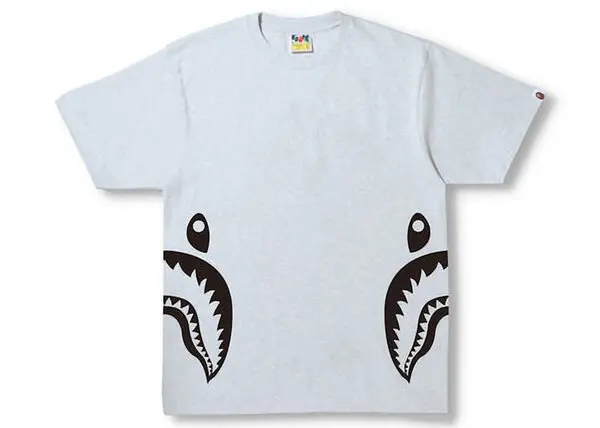 A BATHING APE Bicolor Side Shark Tee Shirt - Grey