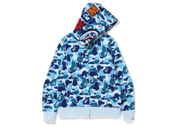 A BATHING APE Big Abc Camo Shark Full Zip Hoodie - Blue
