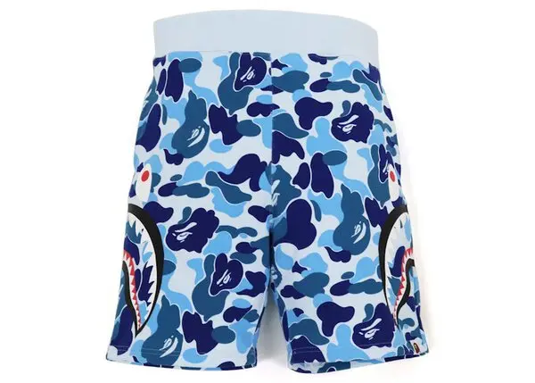 A BATHING APE Abc Camo Shark Sweat Shorts - Blue