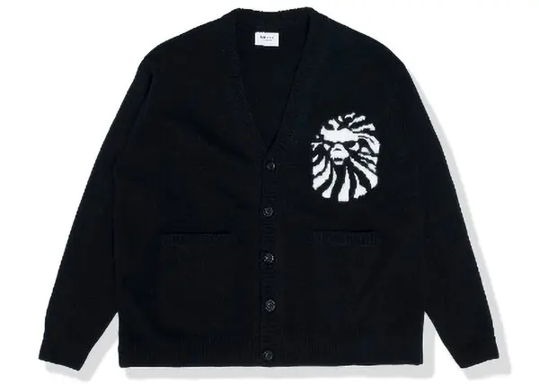 A BATHING APE College Cardigan Sweater - Black