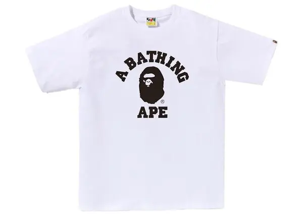 A BATHING APE Bicolor College Tee Shirt - White