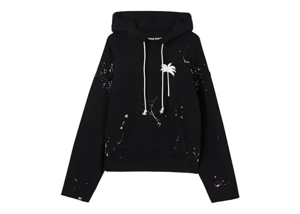 Palm Angels Painted Palm Tree Hooded Sweatshirt