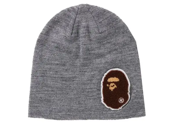 A BATHING APE Ape Head Knit Cap - Gray