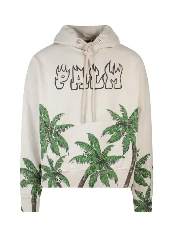 Palm Angels Palms & Skull Vintage Hoodie - White/green