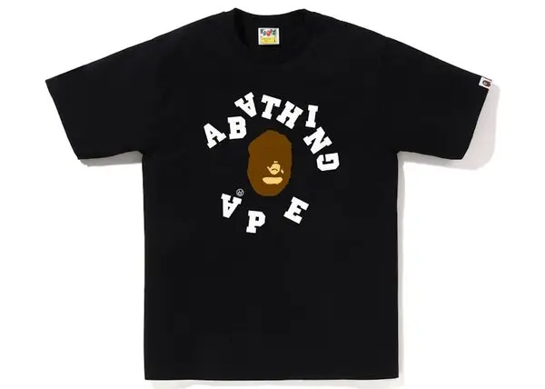 A BATHING APE Broken College Tee Shirt - Black