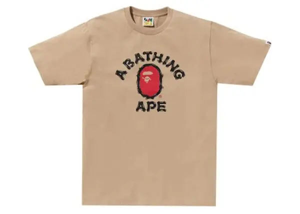 A BATHING APE Brush College Tee Shirt - Beige