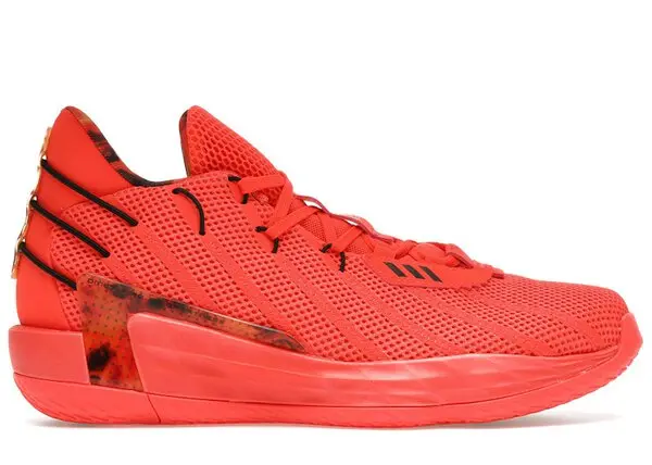 Adidas Dame 7 Fire Of Greatness Sneakers - Solar Red/core Black/ Yellow