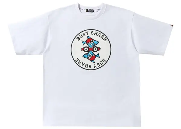 A BATHING APE Busy Shark Relaxed Fit Heavy Weight Tee Shirt - White