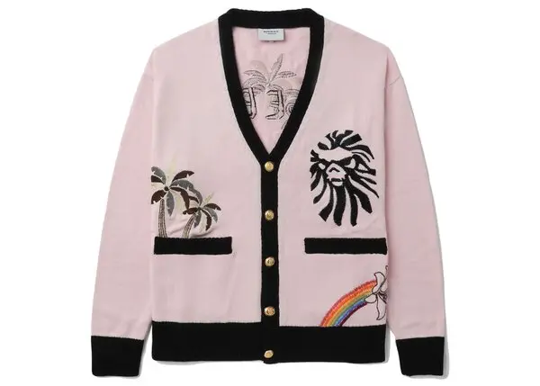 A BATHING APE Ape Head Embroidery Cardigan - Pink