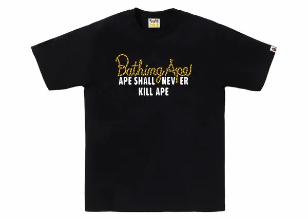 A BATHING APE Champion Logo Tee Shirt - Black