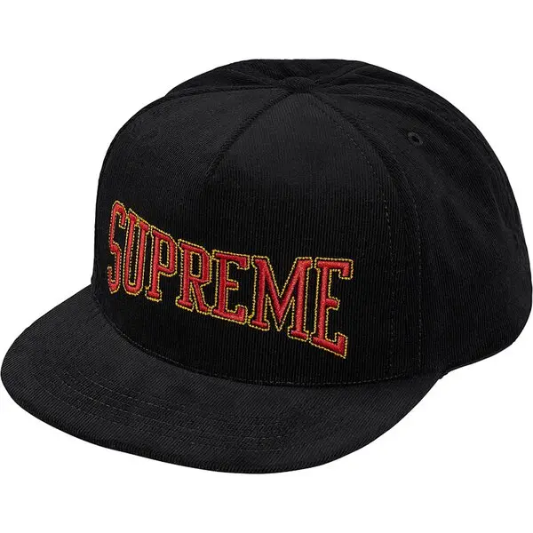Supreme Dotted Arc 5-panel Cap - Black