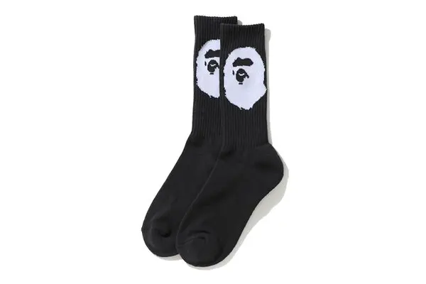 A BATHING APE Big Ape Head Crew Socks - Black