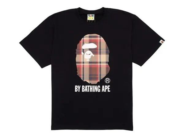 A BATHING APE Check Bathing Ape Tee Shirt - Black/red