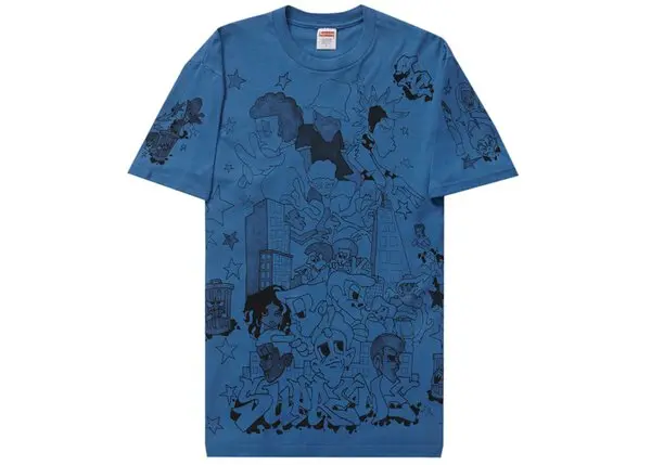 Supreme Downtown Tee Shirt - Faded Blue