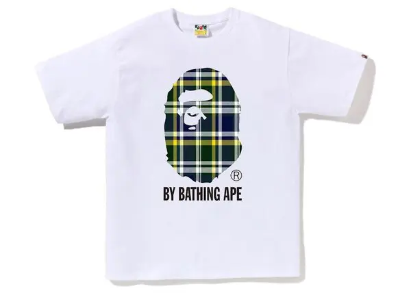A BATHING APE Check Bathing Ape Tee Shirt - White Green