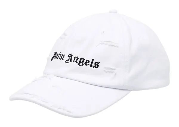 Palm Angels Ripped Logo Cap - White/black