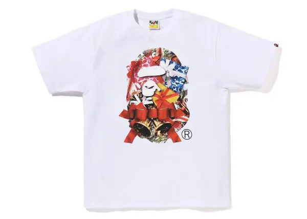A BATHING APE Christmas Ape Head Tee Shirt - White