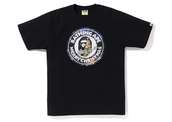 A BATHING APE Christmas Busy Works Tee Shirt - Black