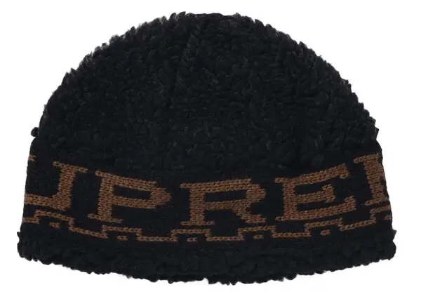 Supreme Sherpa Logo Beanie - Black
