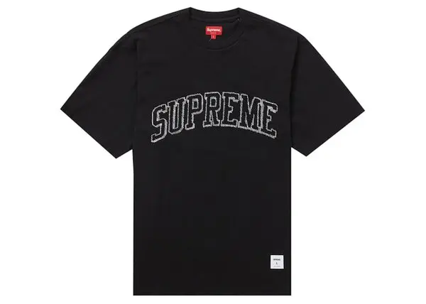Supreme Sketch Embroidered Short Sleeve Top - Black