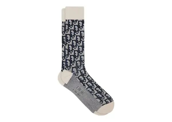 Dior Oblique Socks - Navy Blue/black/beige Jacquard