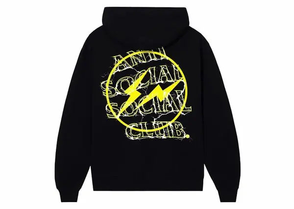 ANTI SOCIAL SOCIAL CLUB Fragment Bolt Hoodie - Black/yellow